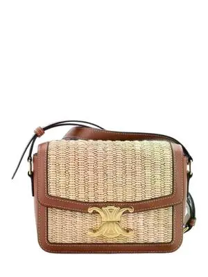 CELINE Celine Triomphe Raffia Shoulder Bag