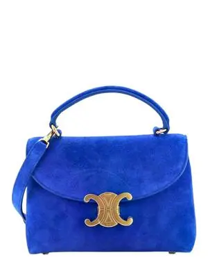 Celine CELINE Nino Top Handle Bag Suede Teen Shoulder Bag Blue