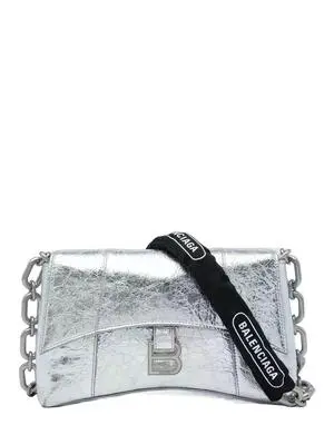 BALENCIAGA Balenciaga Metallic Crinkled Calfskin Hourglass Downtown XS Crossbody Bag