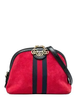 Gucci Suede Web Ophidia Dome Crossbody Bag - Red