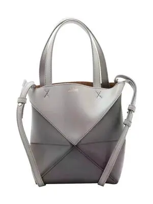 Loewe Mini Calfskin Puzzle Fold Tote Satchel - Grey