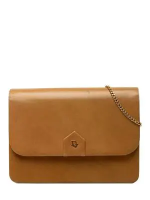 Dior Christian Dior Leather Chain Crossbody Bag Brown