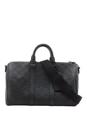 LOUIS VUITTON Monogram Taurillon Keepall Bandouliere 35 Satchel - Black
