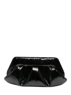 THEMOIRE Themoirè Bios Ruched Metallic-Effect Clutch Bag Black