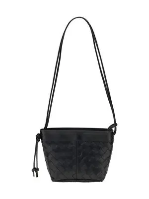 Bottega Veneta Woven Leather Shoulder Bag - Black
