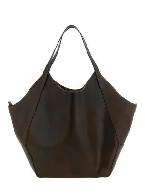 Brunello Cucinelli Reversible Lizard Effect Leather Duo Shopping Bag - Brown