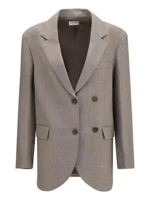 P.a.r.o.s.h Virgin Wool Double-breasted Blazer - Cream