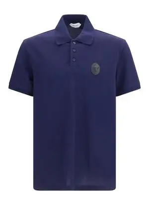 Versace Versace Men Cotton Piqué Polo With Medusa Patch Blue