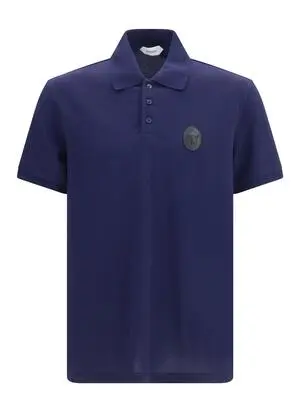 Versace Cotton Piqué Polo With Medusa Patch - Blue