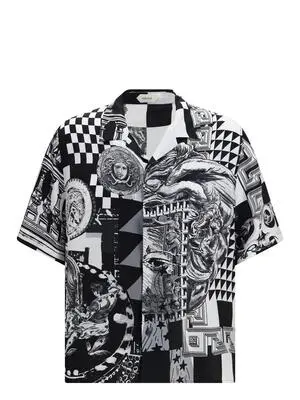 Versace Printed Silk Twill Shirt - Black