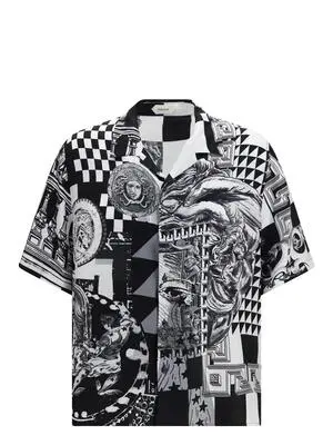 Versace Printed Silk Twill Shirt - Black