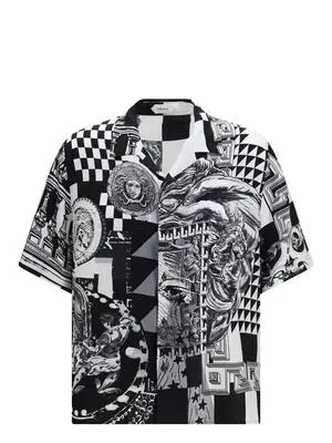 Versace Printed Silk Twill Shirt - Black