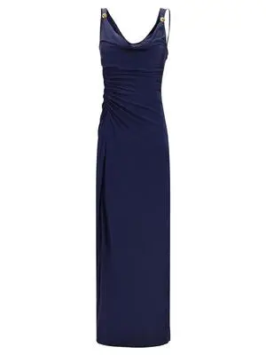 Versace Long Dress In Viscose Jersey - Blue