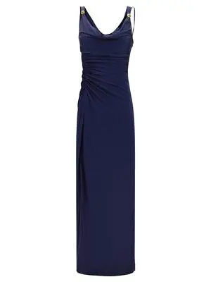 Versace Long Dress In Viscose Jersey - Blue