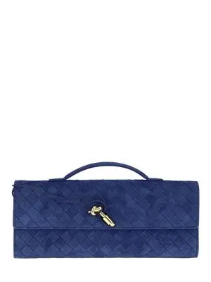 Bottega Veneta Andiamo Clutch In Suede - Blue
