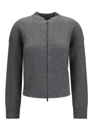 Max Mara Max Mara Studio Carnet Ribbed Cardigan Gray