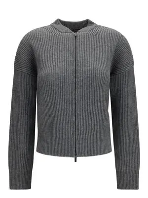 Max Mara Max Mara Carnet Ribbed Cardigan Gray