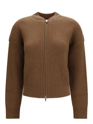 Max Mara Carnet Ribbed Zip-up Cardigan - Brown