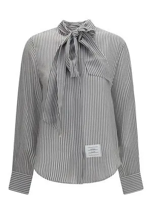 Thom Browne THOM BROWNE Striped Silk Shirt Gray