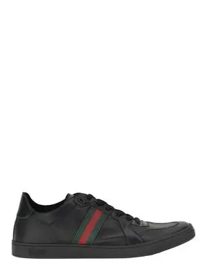Gucci Stretch Coda Leather Lace-up Sneakers - Black