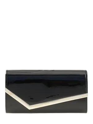 JIMMY CHOO Emmie Leather Clutch - Black
