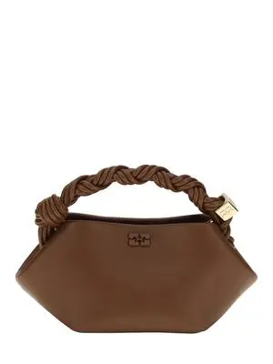 GANNI Mini Bou Leather Handbag Brown