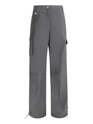 GANNI Stretch Cotton Cargo Pants - Gray