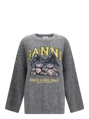 GANNI Mushroom Teddy Alpaca-blend Sweater - Gray
