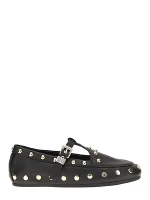 GANNI Mary Jenny Studded Ballerinas - Black