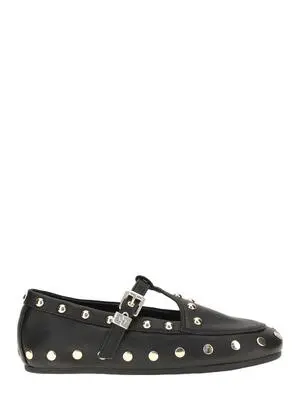 GANNI Mary Jenny Studded Ballerinas - Black