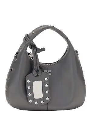 GANNI GANNI Mini Hobo Handbag With Stud Embellishments Gray