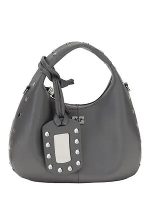 GANNI Mini Hobo Handbag With Stud Embellishments - Gray
