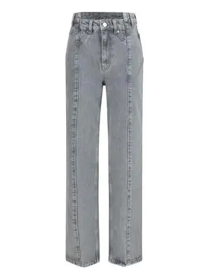GANNI Rigid Denim Cuffed Jeans - Gray
