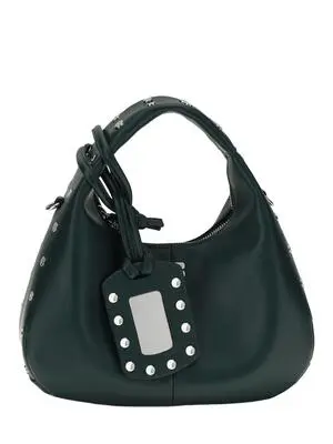 GANNI Mini Studded Hobo Handbag - Green