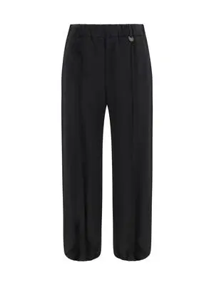 Burberry Wool Twill Jogging Pants With Equestrian Knight Detail - Black