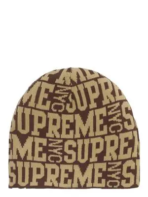 Supreme All-over Logo Beanie - Brown