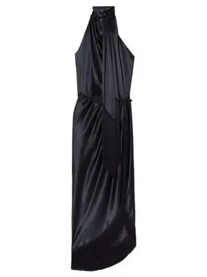 Burberry Fringed Silk Scarf Dress - Iris Purple
