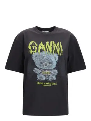 GANNI Forest Teddy Graphic T-shirt - Gray