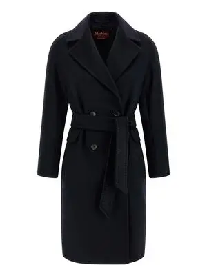 Max Mara Panteon Midi Coat In Alpaca, Wool Sable, And Cashmere - Blue