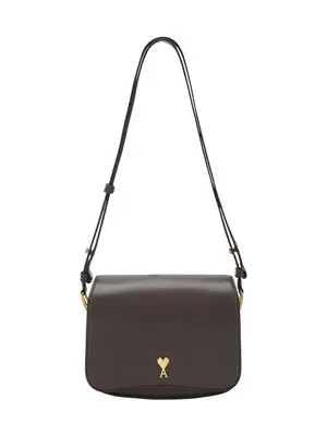 AMI Paris Calfskin Shoulder Bag - Brown