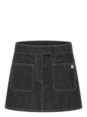 COURREGES Denim-effect Tweed Miniskirt - Black