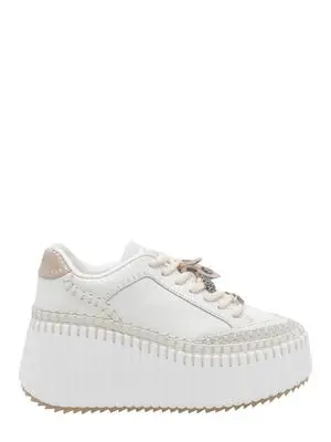 CHLOÉ CHLOE White Leather And Suede Platform Sneakers