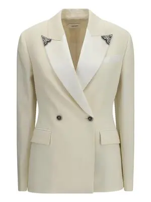 Versace Stretch Wool Blazer With Embroidered Lapels - Multicolor
