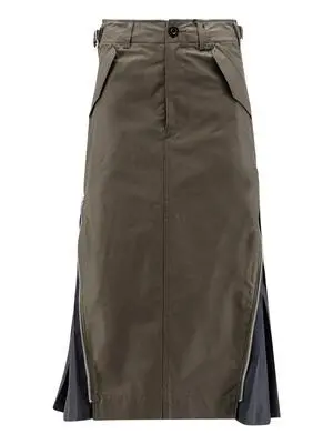 Sacai Sacai Cotton Pleated Skirt Multicolor