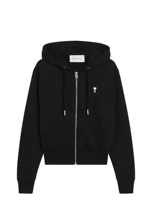 AMI Paris De Coeur Zip-up Sweatshirt - Black