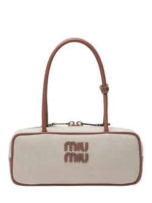 Miu Miu Canvas And Leather Small Beau Bag - Cream