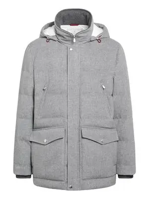 Brunello Cucinelli Wool Parka With Down And Goose Feather Padding - Gray