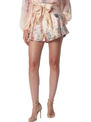 Zimmermann Zimmermann Valiant Floral-Print Silk Blend Shorts Pink
