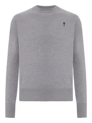 AMI Paris AMI De Coeur Merino Wool Crewneck Sweater Gray