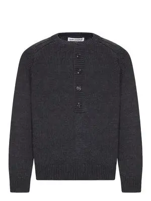 Our Legacy OUR LEGACY Charcoal Merino Wool Henley Sweater Gray